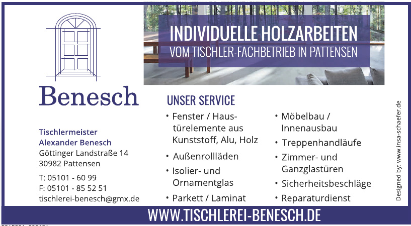 Tischlermeister Alexander Benesch Pattensen: Fenster/Maß - Hannoversche ...