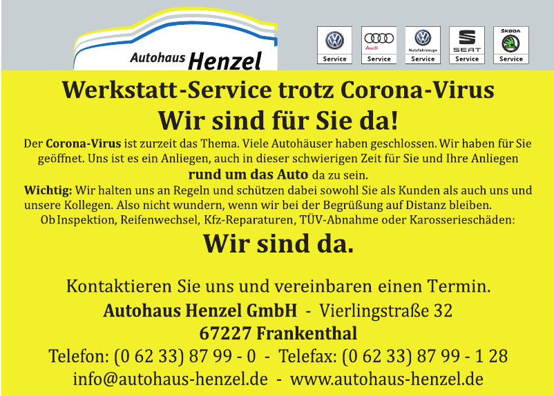 Autohaus Henzel in Frankenthal - Rheinpfalz