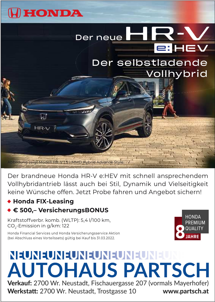 Autohaus Partsch Wr. Neustadt/Honda e:HEV Hybridantrieb - Kronen Zeitung
