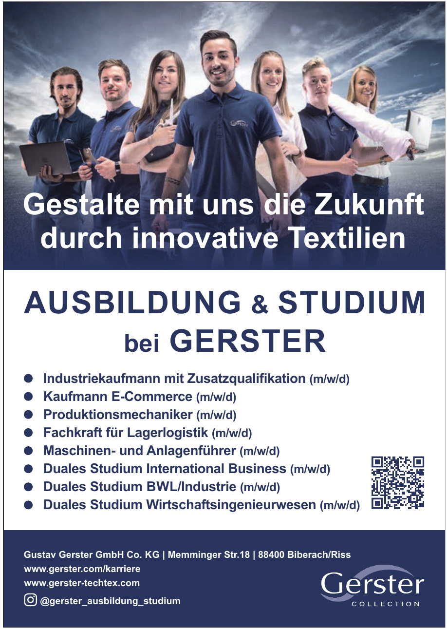 Innovationen aus Biberach: Ausbildung bei Gerster TechTex ...