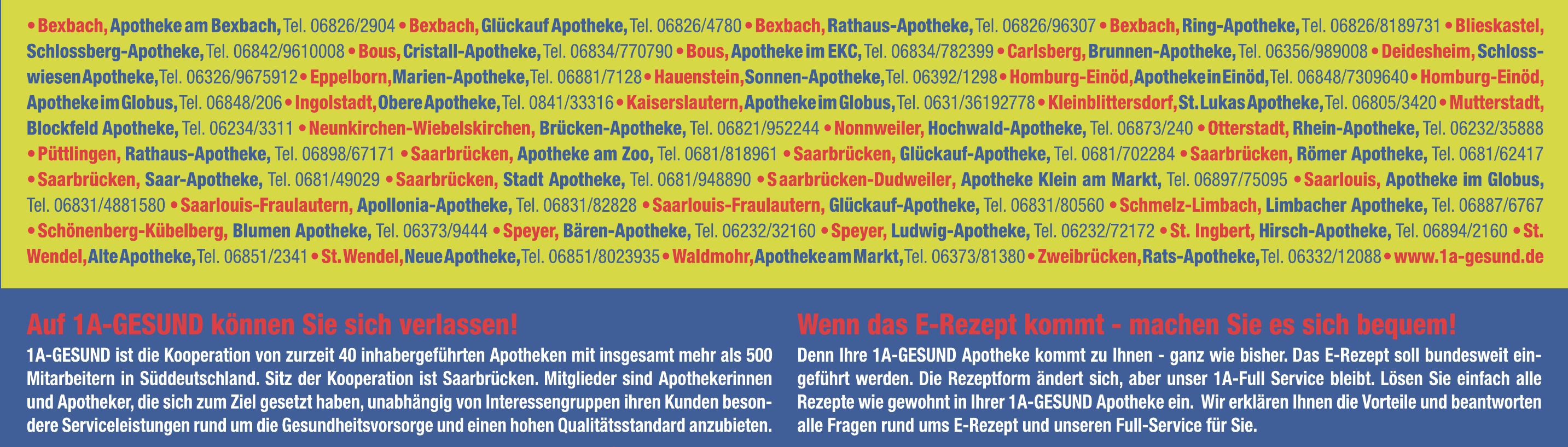1A GESUND - Apotheken, die Zeichen setzen - Saarbrücker Zeitung