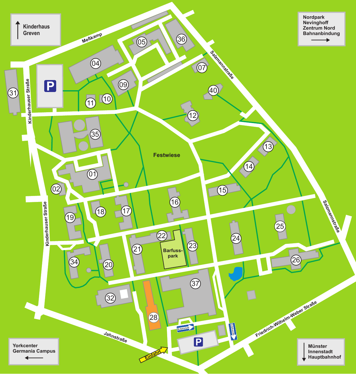 Lageplan LWL-Klinik Münster: Adresse/Anfahrtsbeschreibung - Westfälische Nachrichten