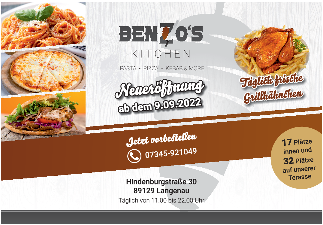 Restaurant Benzo's in Langenau: Neue Speisekarte/Terrasse - Südwest Presse